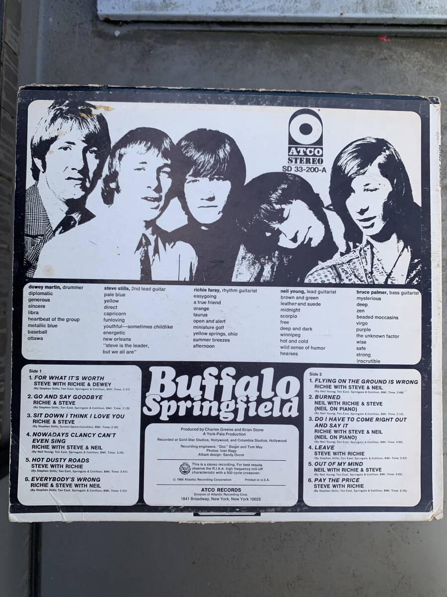 Buffalo Springfield 1966 ATCO RECORDS U.S.盤 レコード SD33-200-A 1969Reissue ...