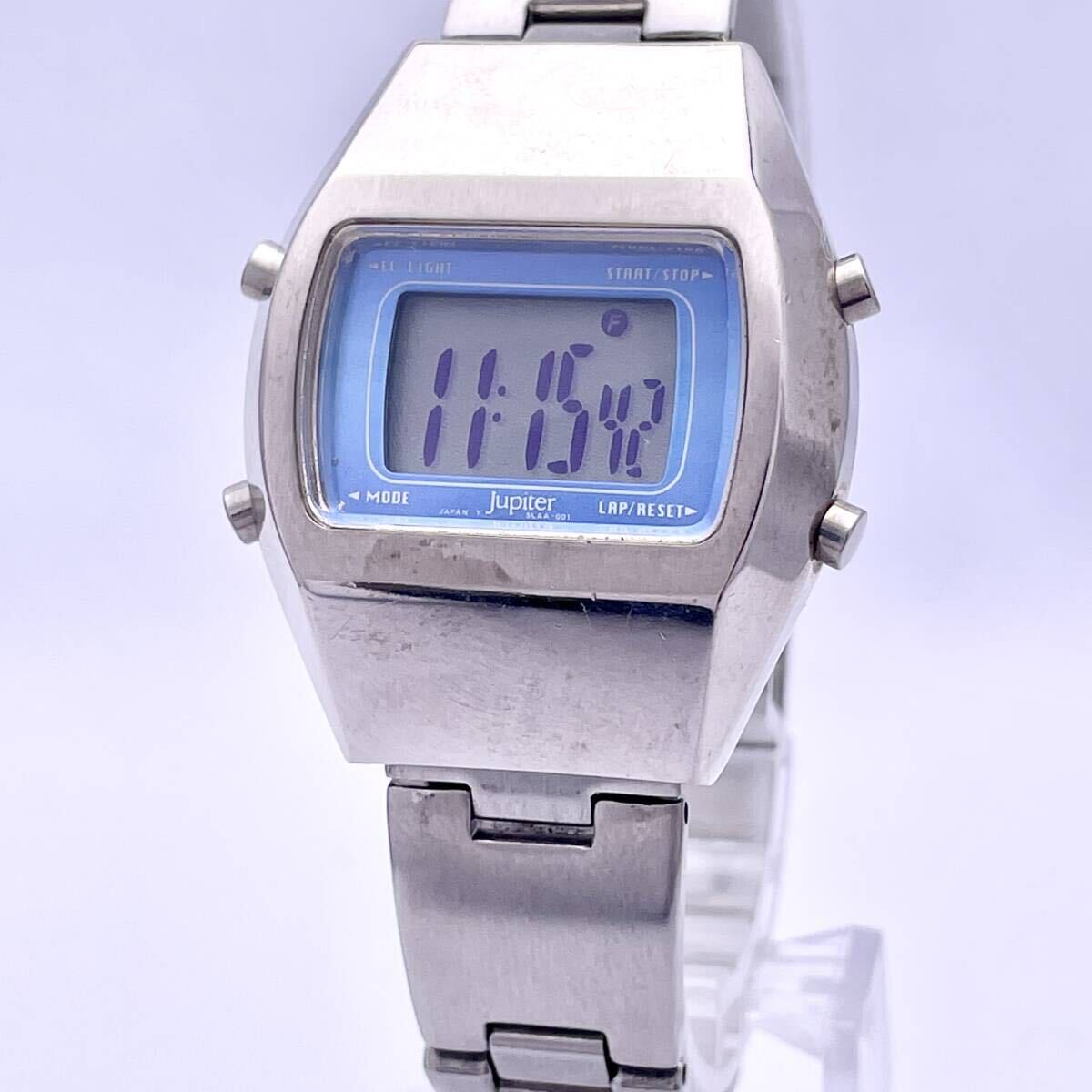 ORIENT オリエント Jupiter ジュピター SLAA-R1 腕時計 デジタル クォーツ quartz クロノグラフ 銀 シルバー 青盤面 レディース P986(オリエント)｜売買され ...