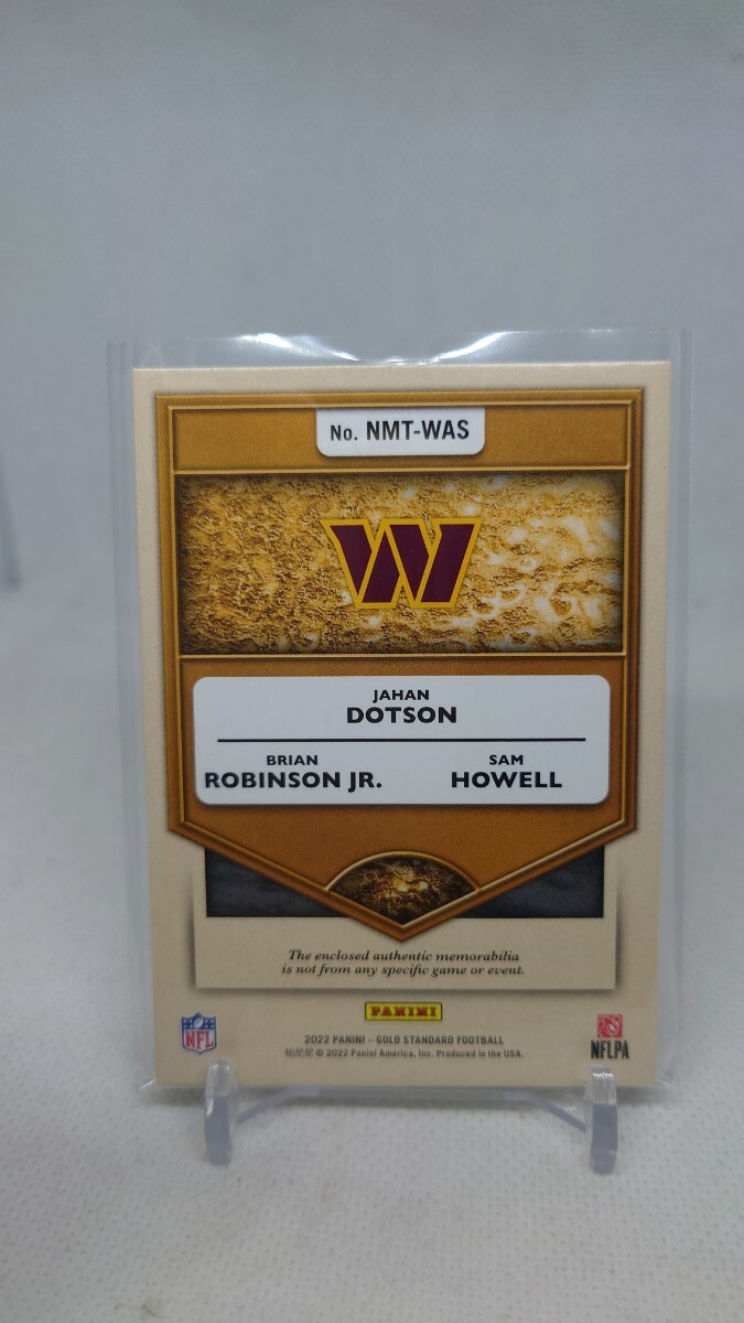 2022 Panini Gold Standard Sam Howell Jahan Dotson Brian Robinson Jr. Rookie Triple Patch NFL ...