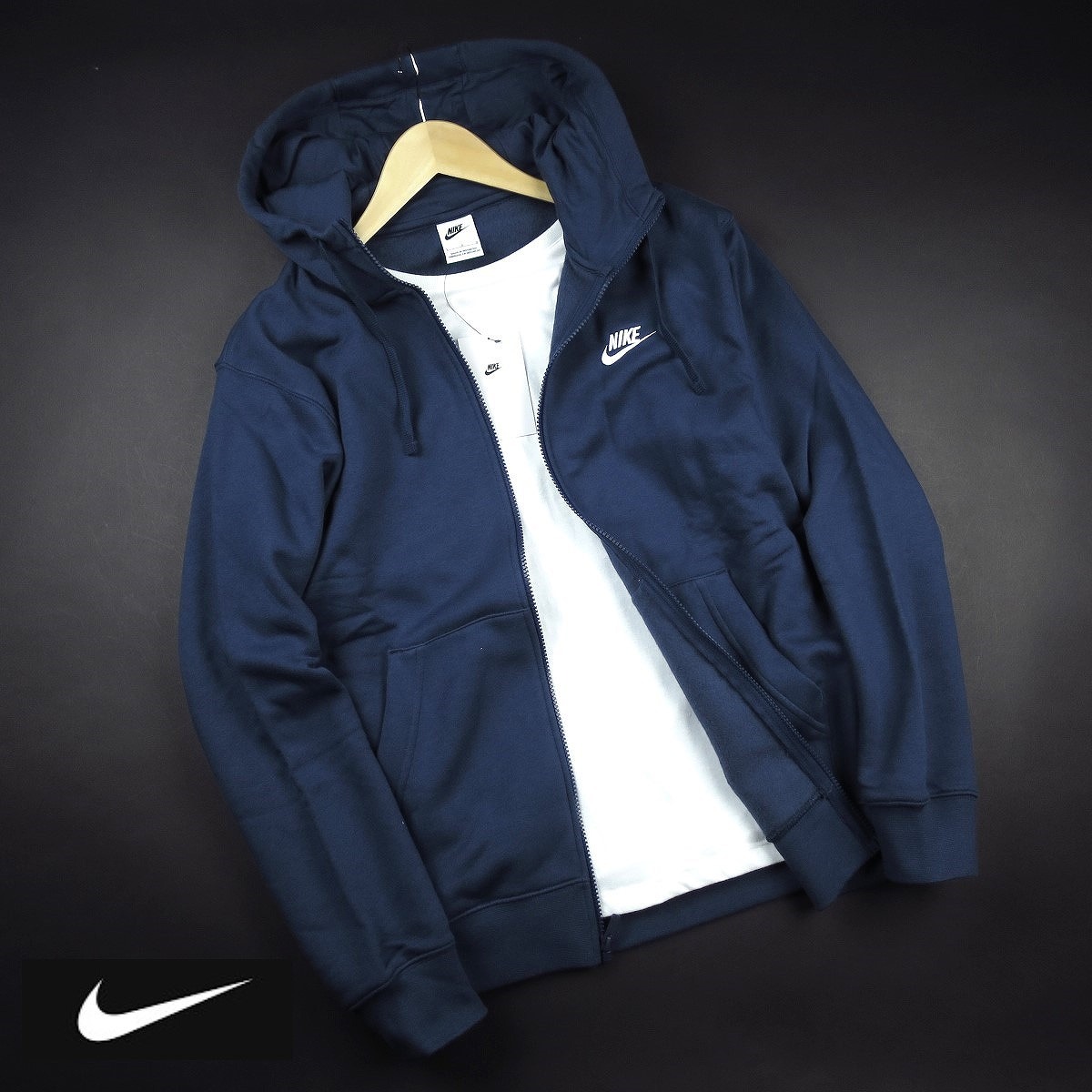 NIKE/ナイキ/裏起毛 クラブ フリース フルジップ パーカー フーディー 646/410紺/ L(パーカ)｜売買されたオークション情報 ...