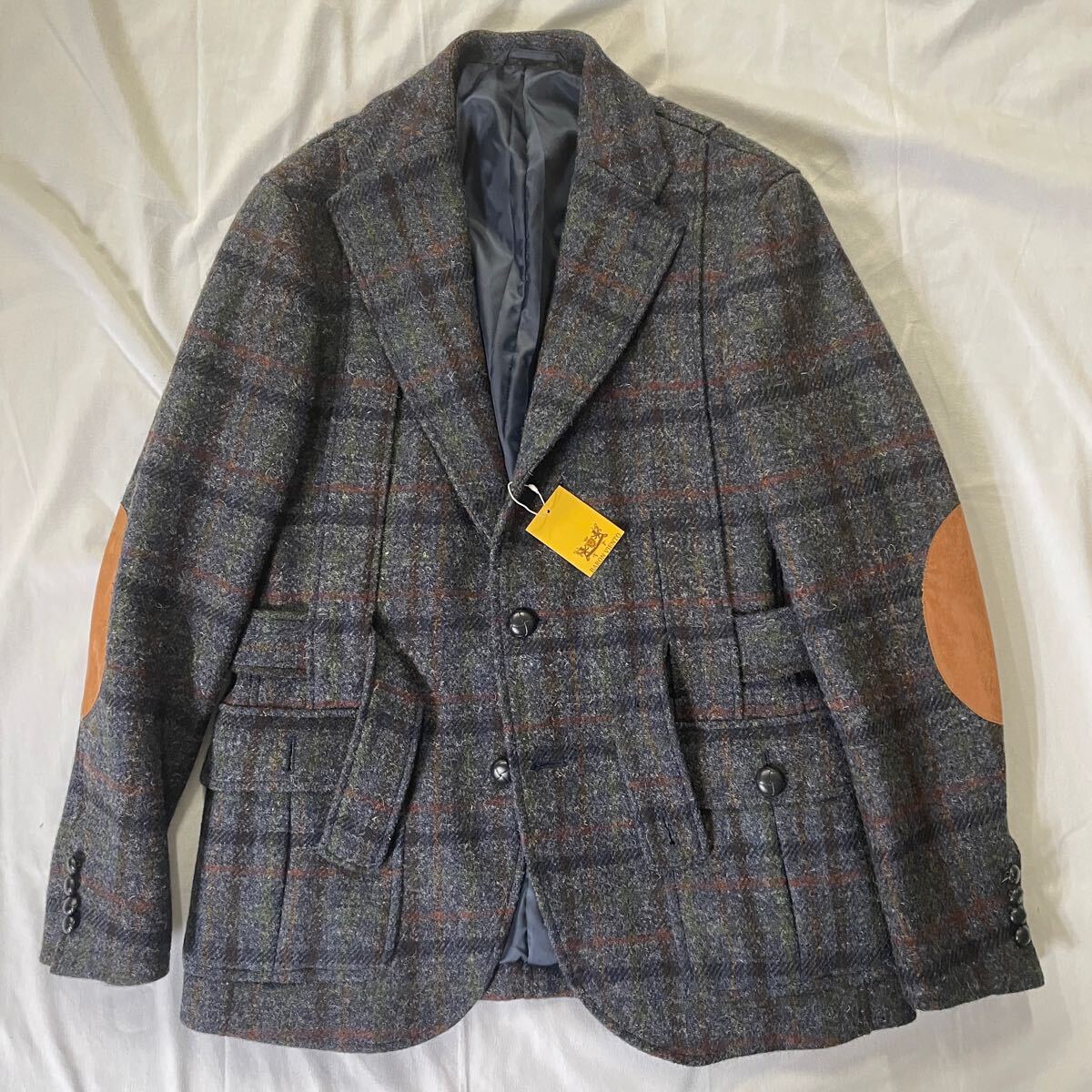 級 Harris Tweed × BARON VIENTO ノーフォークジャケット ミックス ハリスツイード エルボーパッチ ガンクラブ 48 L位 定価8.6万(Lサイズ)｜売買された ...