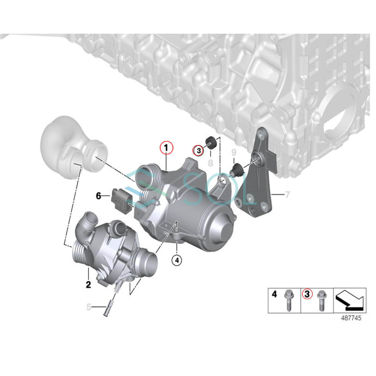 BMW E82 E88 E90 E91 E92 E93 F07 F10 F11 ウォーターポンプ + 取付ボルト3本セット 135i 335i ...