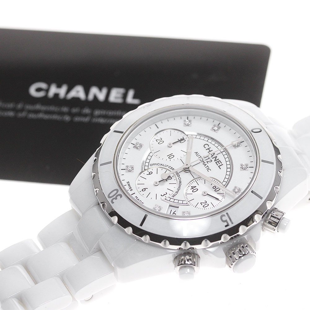 シャネル CHANEL H2009 J12 白セラミック 9Pダイヤ クロノグラフ 自動巻き メンズ 保証書付き_846891(J12)｜売買 ...