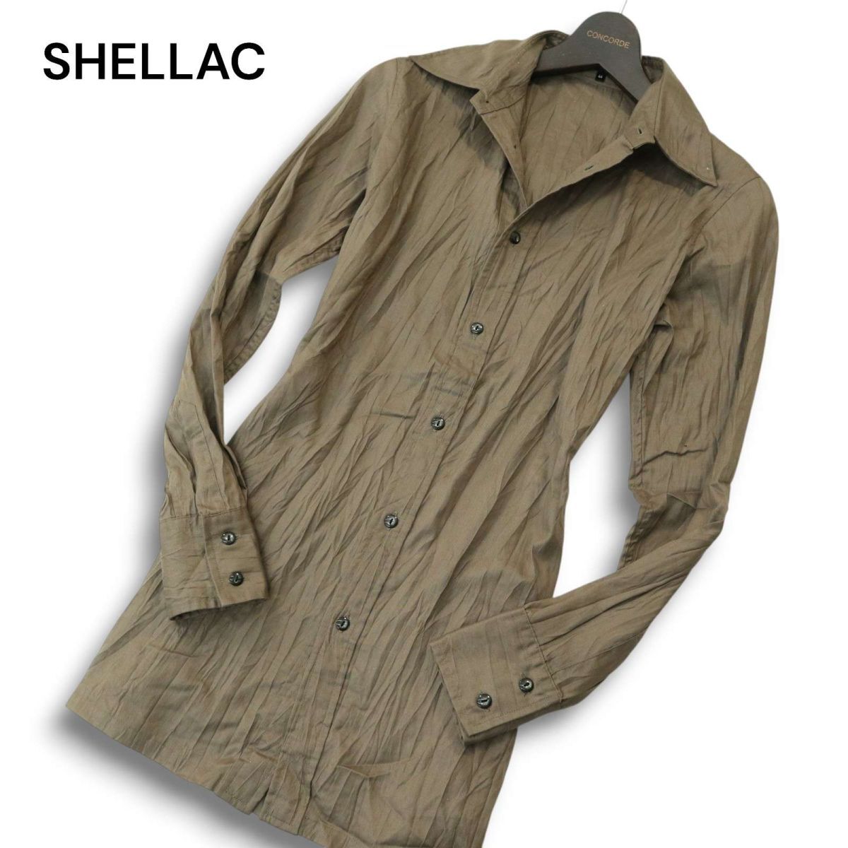 SHELLAC シェラック 通年 シワ加工 長袖 スリム ロング シャツ Sz.44 メンズ 日本製 A5T00296_1#C(トップス)｜売買されたオークション情報、yahooの商品情報を ...