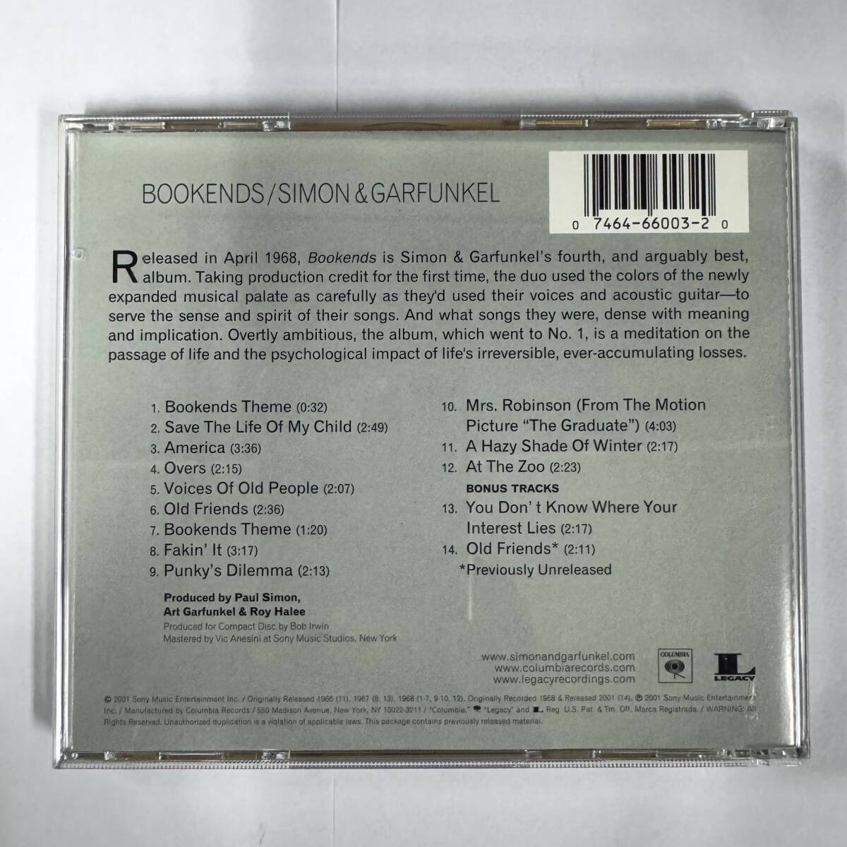 CD Bookends / Simon & Garfunkel / CK 66003 / Columbia / 2001 / Remaster ...