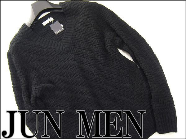 JUN MEN ジュンメン 厚手ざっくりVネックニット L位 黒I2417SALE(セーター)｜売買されたオークション情報、yahooの商品情報をアーカイブ公開 - オークファン（aucfan ...