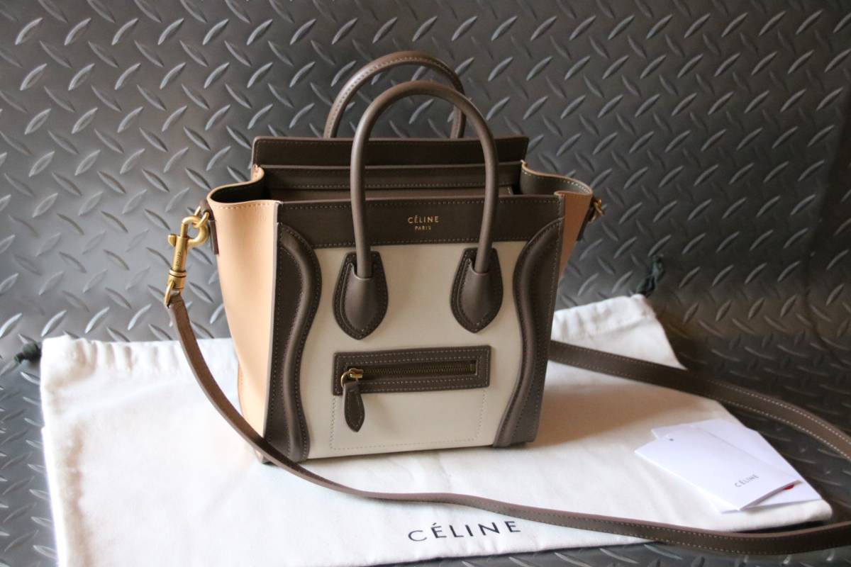 レア 2016SS / CELINE / LUGGAGE nano SHOPPER / leather / OffWhite+milktea / 168243(ショルダーバッグ)｜売買された ...