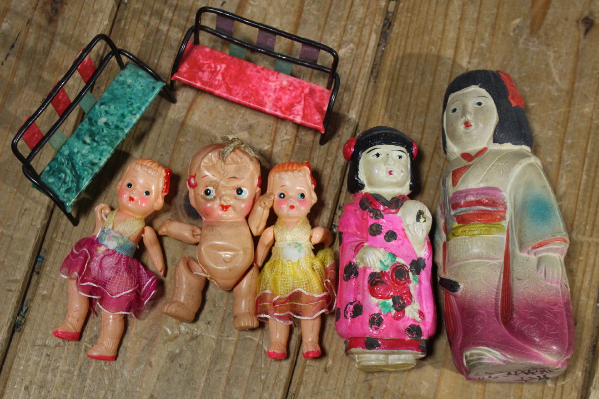 E552 セルロイド人形などまとめて/デコちゃん/ベンチ/ゴム製人形/ベビー人形/童子/昭和レトロ/雛人形/ミニチュア人形/37119(抱き人形、ベビー人形)｜売買されたオークション情報 ...
