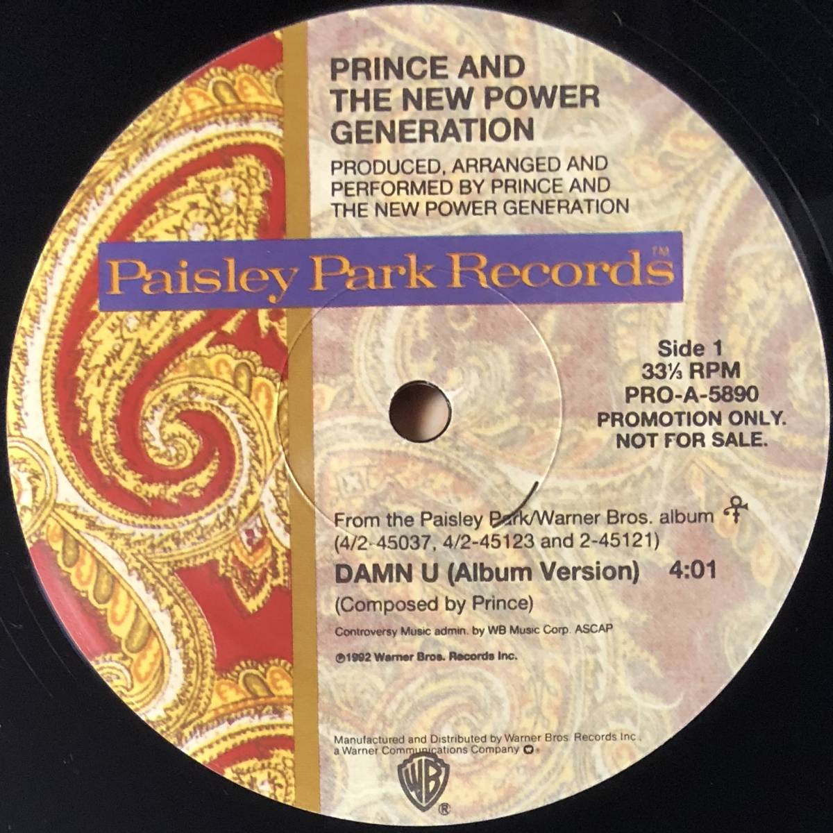 US ORIG PROMO ONLY 12inch PRINCE AND THE NEW POWER GENERATION/Damn U ...