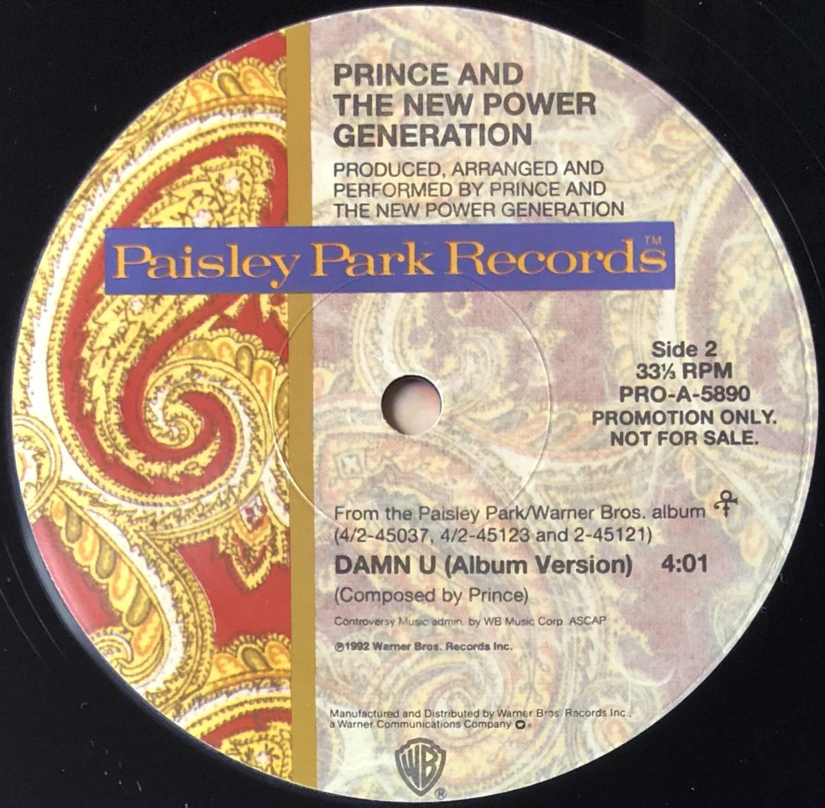 US ORIG PROMO ONLY 12inch PRINCE AND THE NEW POWER GENERATION/Damn U ...