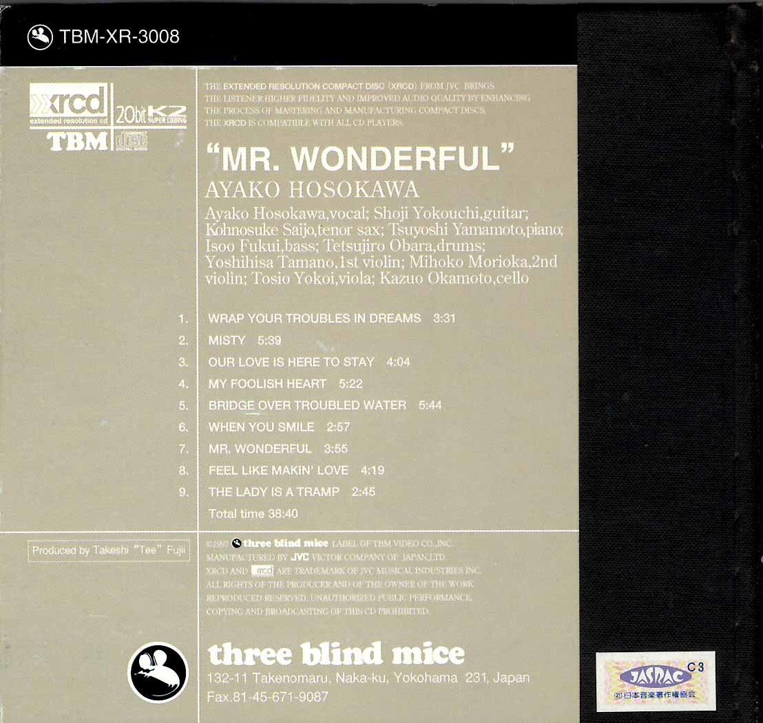 XRCD 細川綾子/Mr ワンダフル TBM XR 3008(ボーカル)｜売買されたオークション情報、yahooの商品情報をアーカイブ公開 - オークファン（aucfan.com）