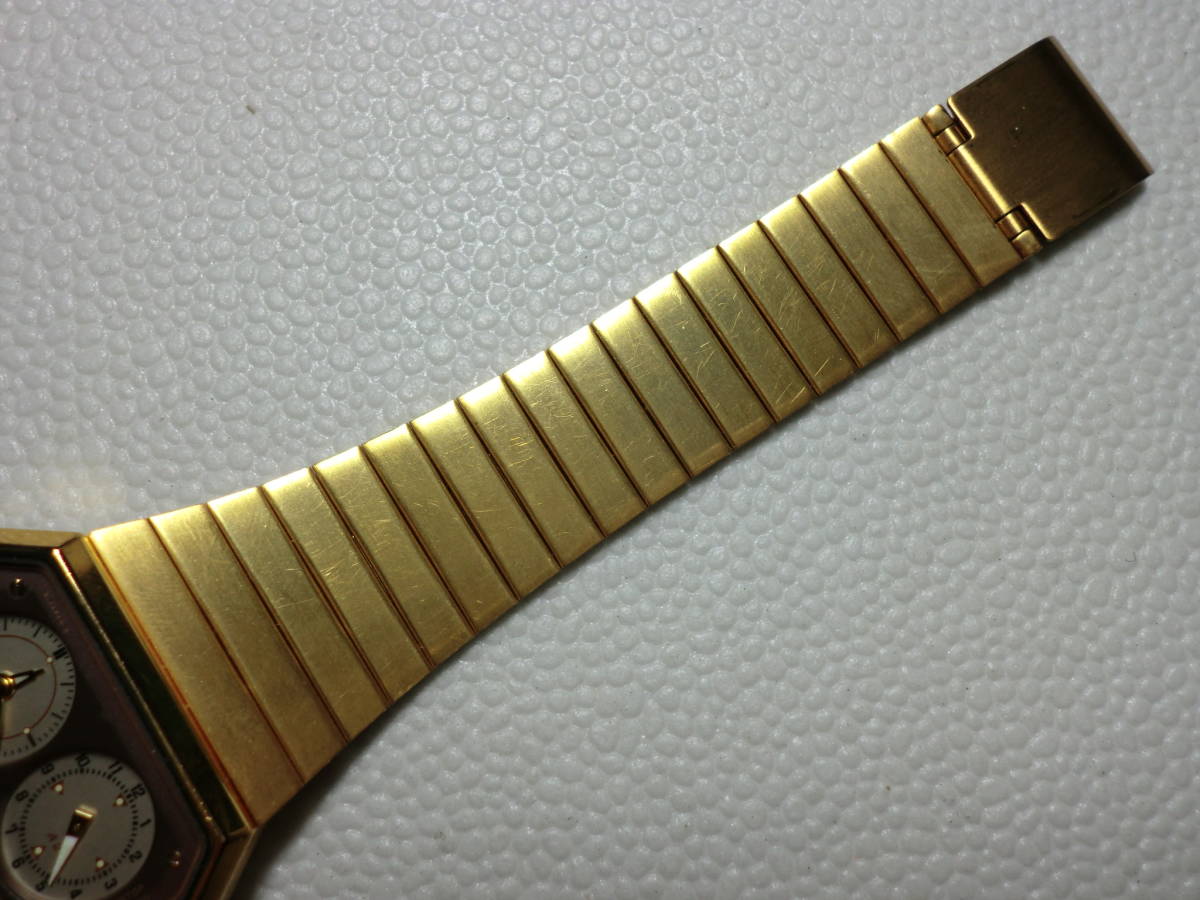 お宝 シチズン デジアナテンプ 8988 動作良好 金色 ゴールドカラー メタルバンド 気温計測可能 CITIZEN DIGIANA TEMP ...