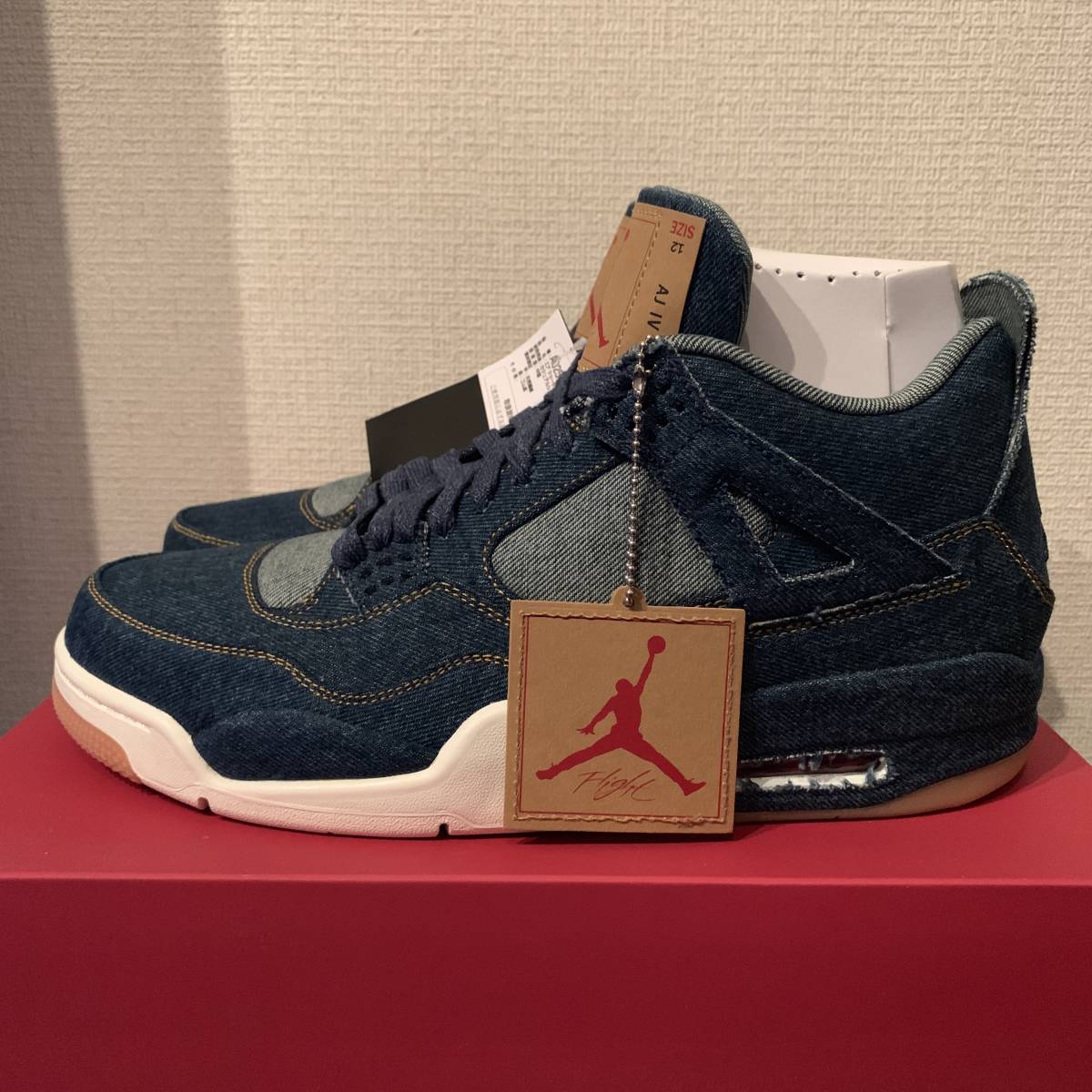 国内正規 NIKE AIR JORDAN 4 RETRO LEVIS NRG INDIGO DENIM US12 30CM エアジョーダン4 ...
