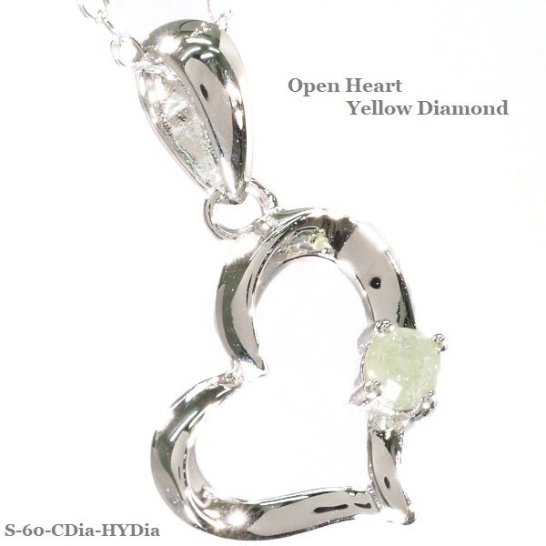 natural Diamond 天然 イエロー ダイヤモンド オープン ハート ネックレス 3点限定 刻印有 0.03ct 返金対応可 ...