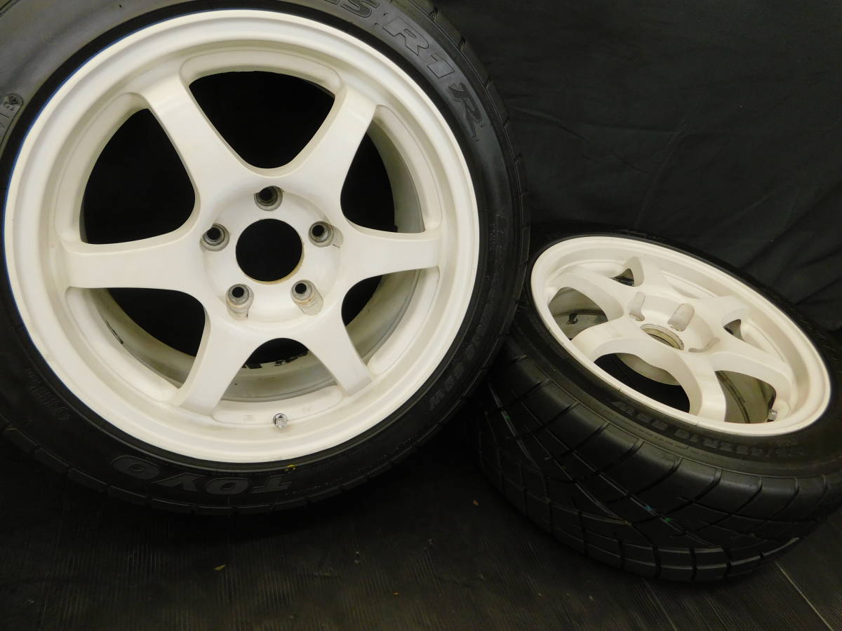 B.I.M DHS C034 16-8J+44 114.3-5H 18年製 TOYO PROXES R1R 225/45R16 2本SET インテグラ シビック シルビア 180SX ランエボ ...
