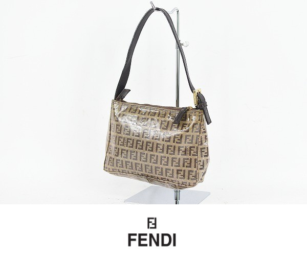 MN-0821 FENDI フェンディ ズッカ柄 マンマバケット ハンドバッグ ミニ ポーチ エナメル FF柄 総柄 パテント レザー ベージュ(ショルダーバッグ)｜売買されたオークション情報 ...
