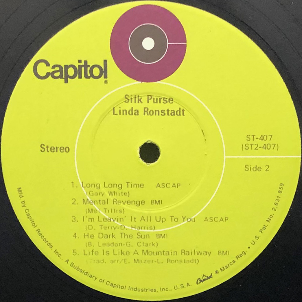 US ORIG LP LINDA RONSTADT/Silk Purse 1970年 初回ライムラベル STERLING RL刻印入 バック ...