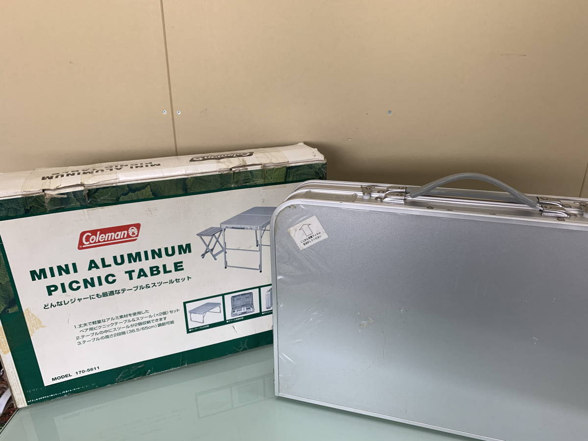 E47 Coleman テーブル＆スツールセット MINI ALUMINUM PICNIC TABLE 2WAY 高さ調節 コールマン ...