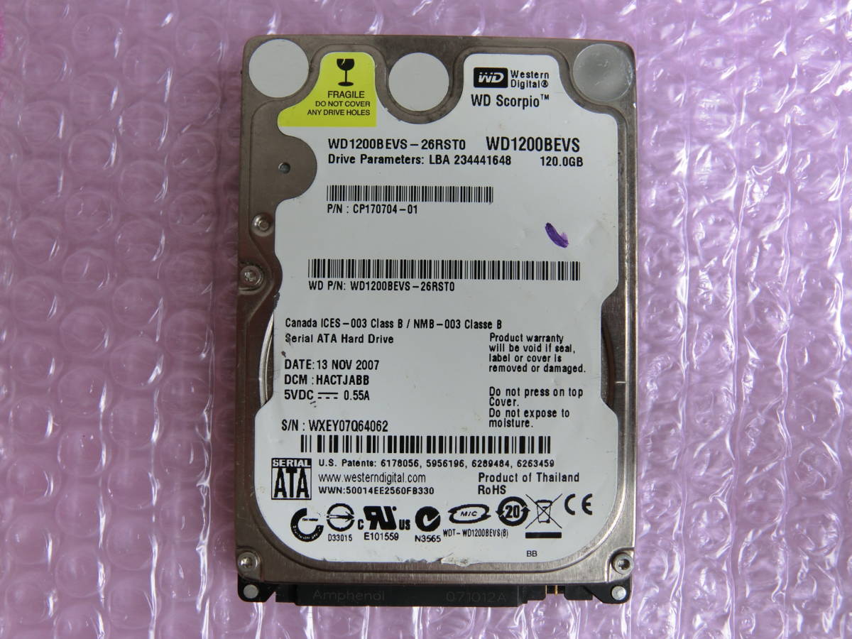 WESTERN DIGITAL WD1200BEVS 120GB 9.5mm 5400rpm(100GB～)｜売買されたオークション情報 ...