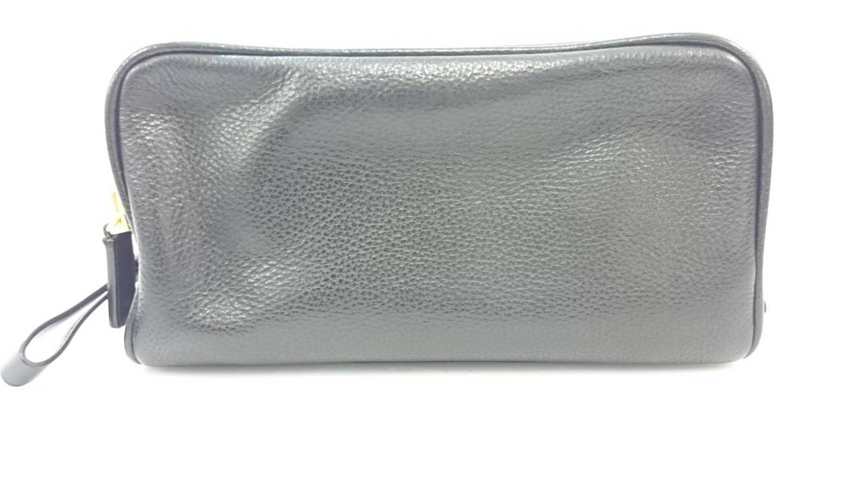 TOM FORD トムフォード ダブルジップ Dopp Kit ドップキット 本革レザー セカンドバッグ/クラッチバッグ/ブラック×ゴールド ...