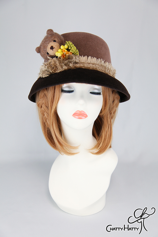 1点物：ミルクティー色のクマさんHAT CHATTY-HATTY秋冬帽子(クロッシェ、コットン帽子)｜売買されたオークション情報、yahooの ...