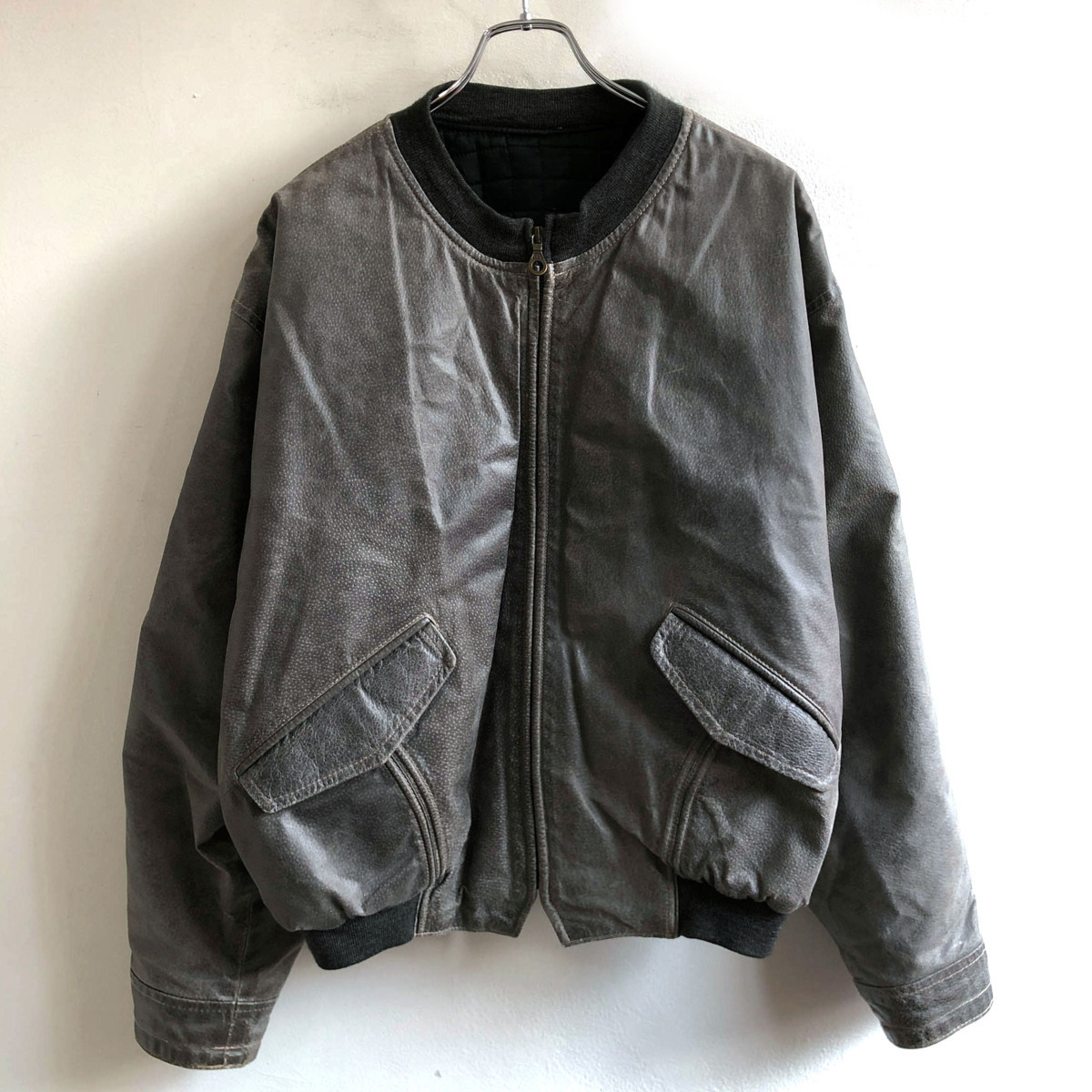 レア 80s 90s JUN MEN オールレザー 本革 スタジャン ボンバー ジャケット 50 ジュンメン ビンテージ MA-1/入手困難/グレー 系(JUNMEN)｜売買されたオークション ...