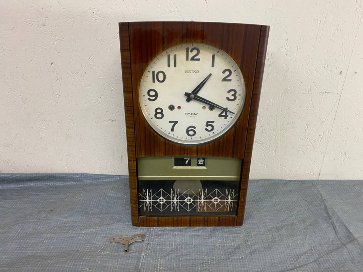 R3-1B-49 昭和レトロ アンティーク 柱時計 掛時計 セイコー SEIKO ボンボン時計 掛け時計 振り子時計 ゼンマイ式(アナログ ...