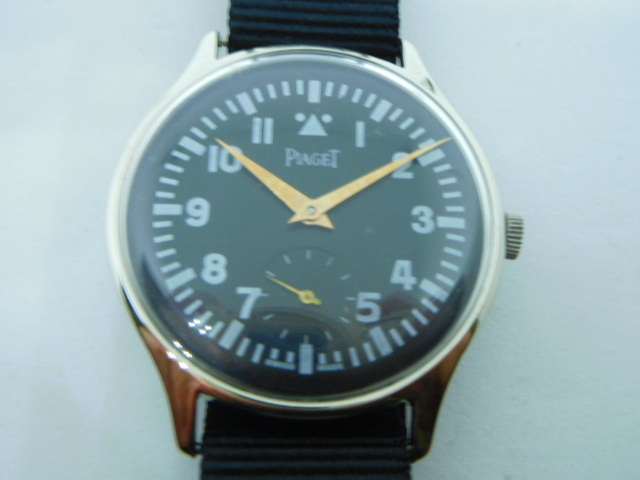 ★奉仕品★ピアジェ PIAGET アンティーク 37mm ブラック ミリタリーダイヤル｜アクセサリー、時計