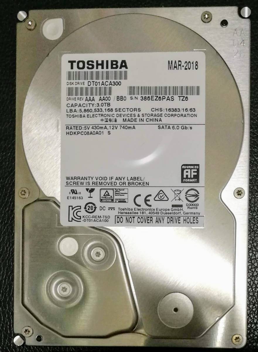 Toshiba DT01ACA300 SATA HDD 6Gbps 7200RPM 3.5inch(2TB～)｜売買されたオークション情報 ...