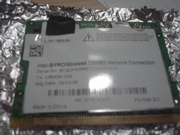 Intel PRO/Wireless 2200BG Network Connection 定形外可(LANカード)｜売買されたオークション情報 ...