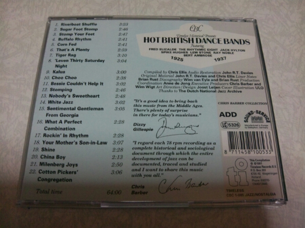 Hot British Dance Bands1925-37稀少chris barber collection(コンピレーション、オムニバス ...