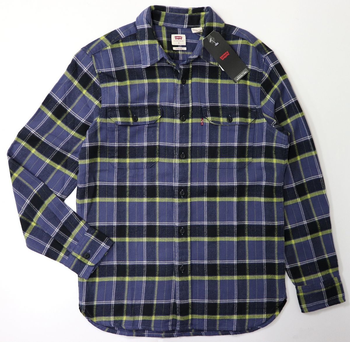 リーバイス LEVI'S メンズ コットン カジュアル チェック柄 長袖 ワーカー シャツ 紺 Lサイズ 19587-0135-JL 三 弐 ...