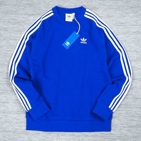adidas originals アディダス オリジナルス 3ストライプス クルーネック スウェット フリース スウェットシャツ XO ブルー ...