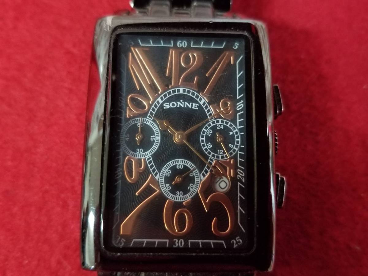 E-879再: SONNE/ゾンネ 腕時計 クロノグラフ ブラック ジャンク品(その他)｜売買されたオークション情報、yahooの商品情報を ...