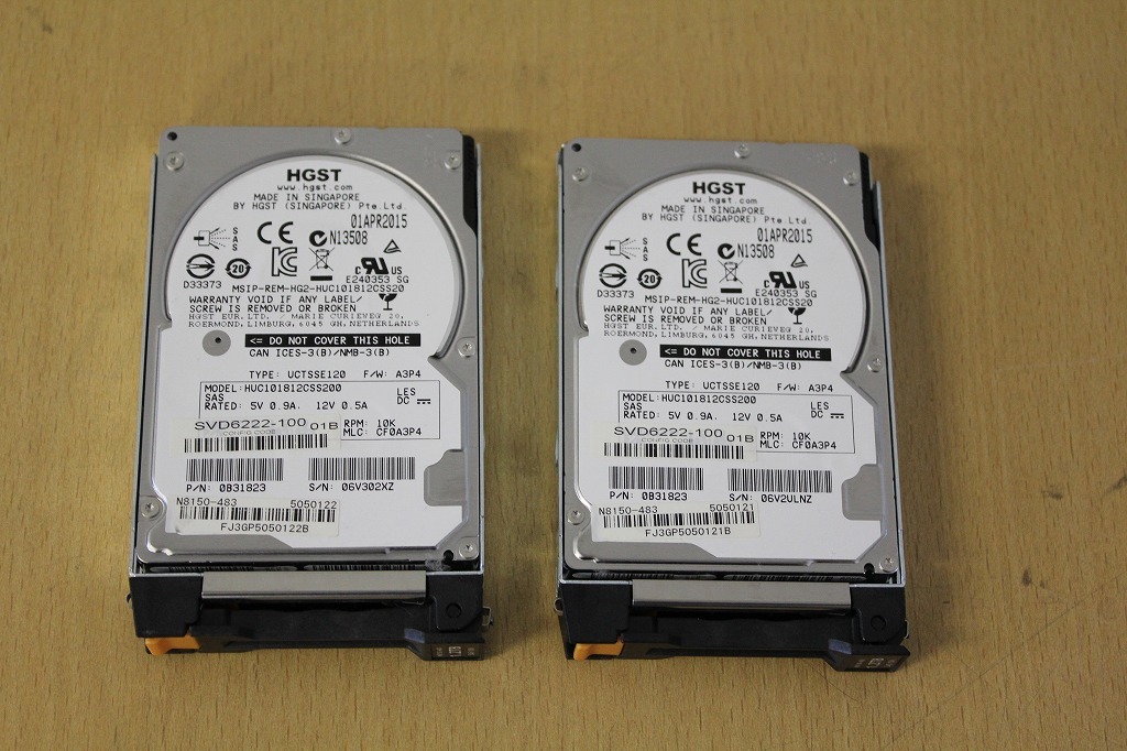 1.2TB/SAS/2.5インチ/2台セット HGST/HUC101812CSS200/N8150-483/2.5インチNECマウンタ付属 ...