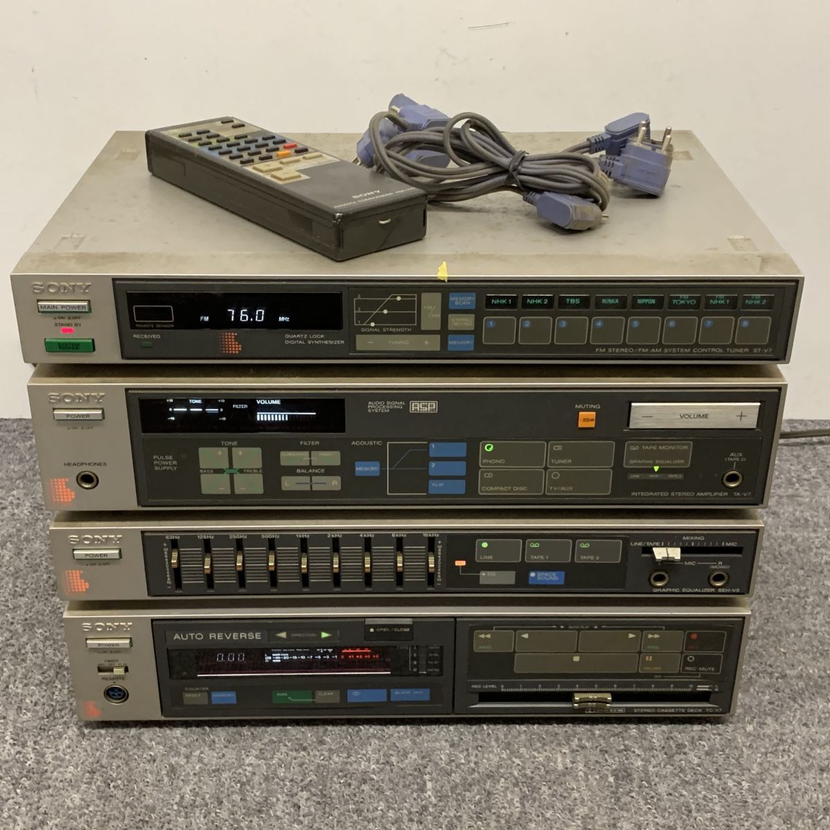 O860-I4-12026 SONY ソニー システムコンポ SEH-V5 TC-V7 ST-V7 TA-V7 4点セット リモコン付 通電 ...
