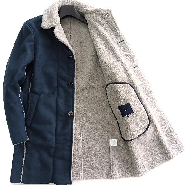 ジーステージ フェイクムートン ステンカラーコート 50 LL 紺 J47999 G-stage コート 秋冬 メンズ スエード ボア 防寒 ...