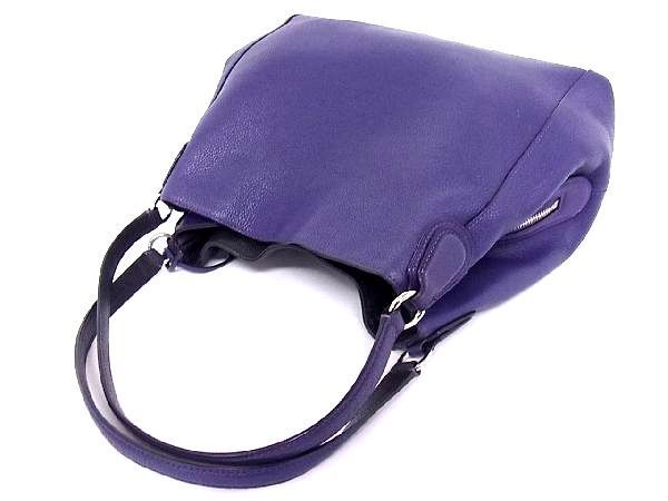 1円 COACH コーチ 36468 レザー シルバー金具 ショルダーバッグ トートバッグ 肩掛け 手提げ レディース パープル系 ...