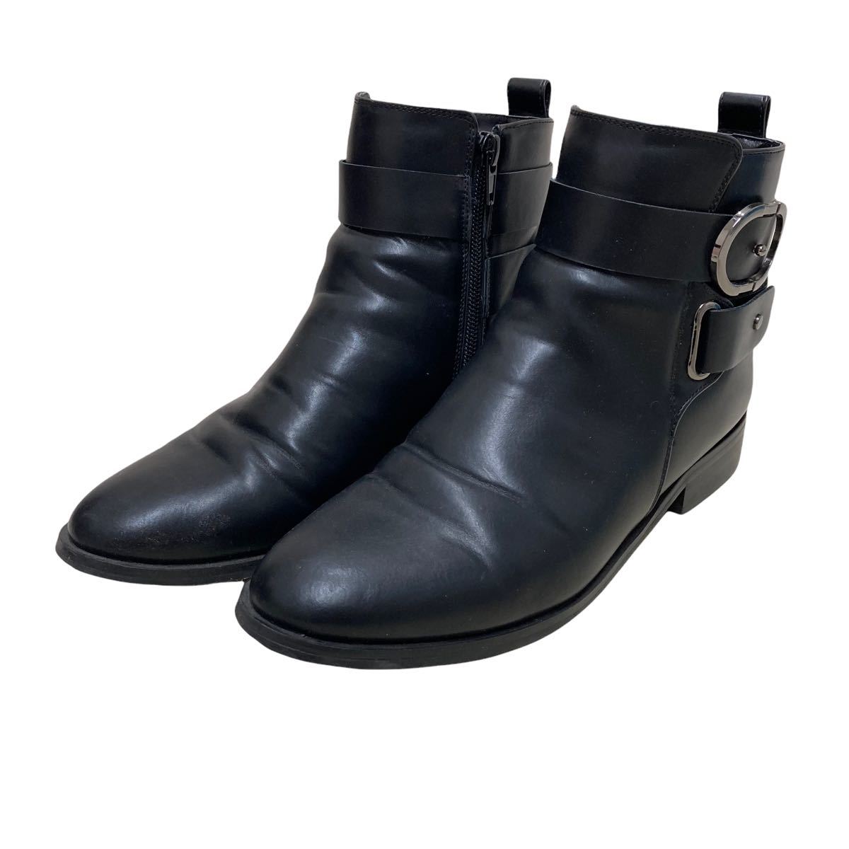 S'296 パトリックコックス PATRICK COX ショートブーツ レディース LL 24cm 〜 24.5cm ブラック レザー ベルト サイドジップ(24.0cm)｜売買された ...