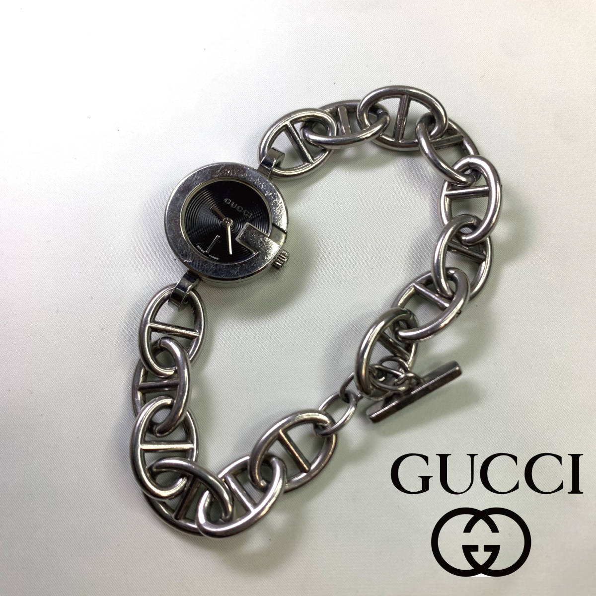 GUCCI グッチ 107 Gロゴ ディアマンテ GG WATER RESISTANT 3ATM スイス製 SWISS ステンレス チェーン ...
