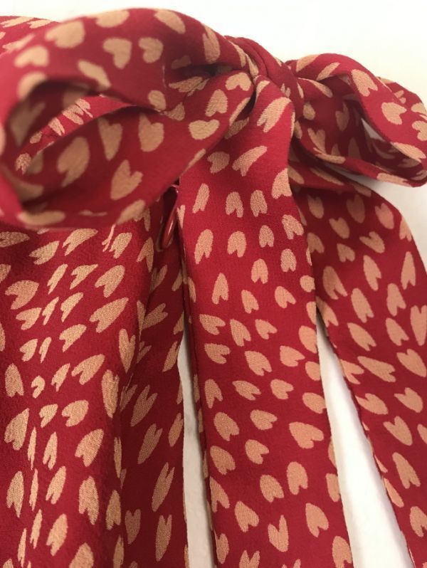 d524 ジルスチュアート JILLSTUART ハート ドット シルク100％ サイドリボン フレアー スカート レッド レディース ボトムス 赤 膝丈(フレアースカート、ギャザースカート ...