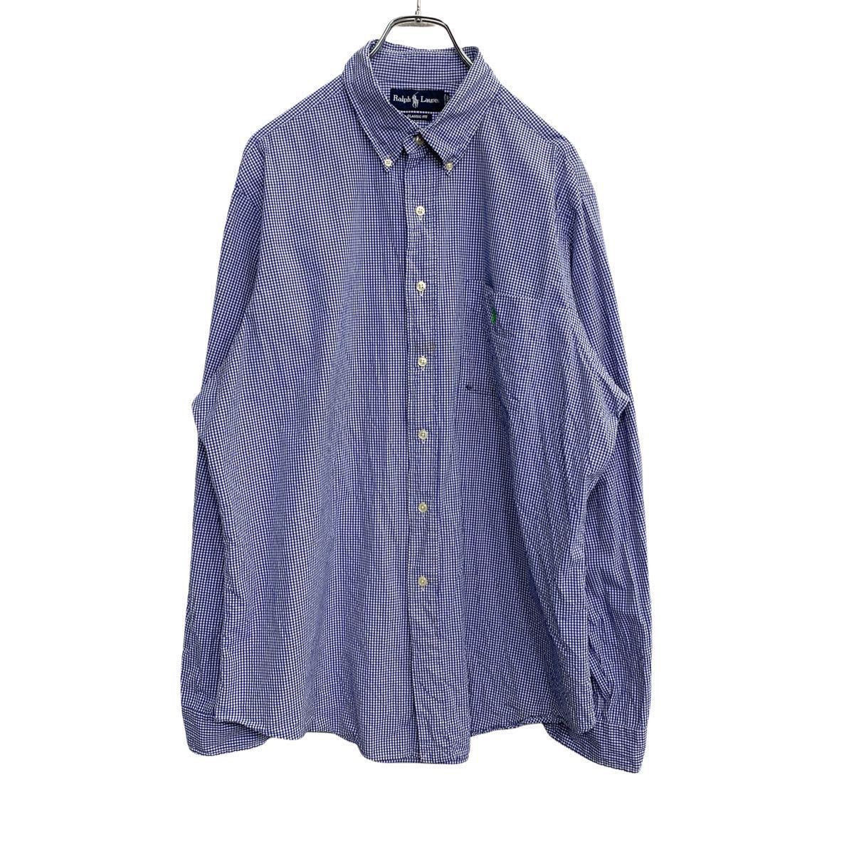 RALPH LAUREN 長袖 チェックシャツ XLサイズ ラルフローレン クラシックフィット ブルー 古着卸 アメリカ仕入 t2203 ...