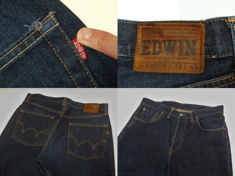 日本製 EDWIN エドウィン 505SX 耳付き 赤耳 デニム ジーンズ W32/E3(W32)｜売買されたオークション情報、yahooの商品情報をアーカイブ公開 - オークファン ...