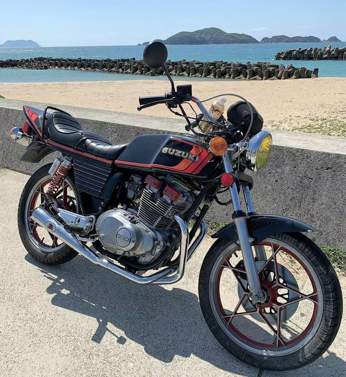 GS400 豪 クロス メガホン メッキ/マフラー GS400Eザリ 鉄管 ハス切りGS400L GSX400E ゴキ 吸い込み 吸込み ...