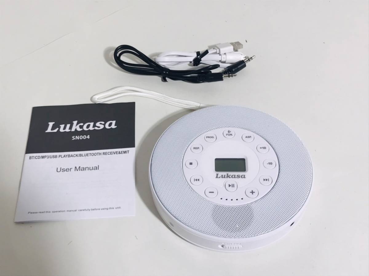 充電式ポータブルBluetoothCDプレーヤー Lukasa SN004 Portable Bluetooth Built-in Stereo Rechargeable CD/MP3 ...