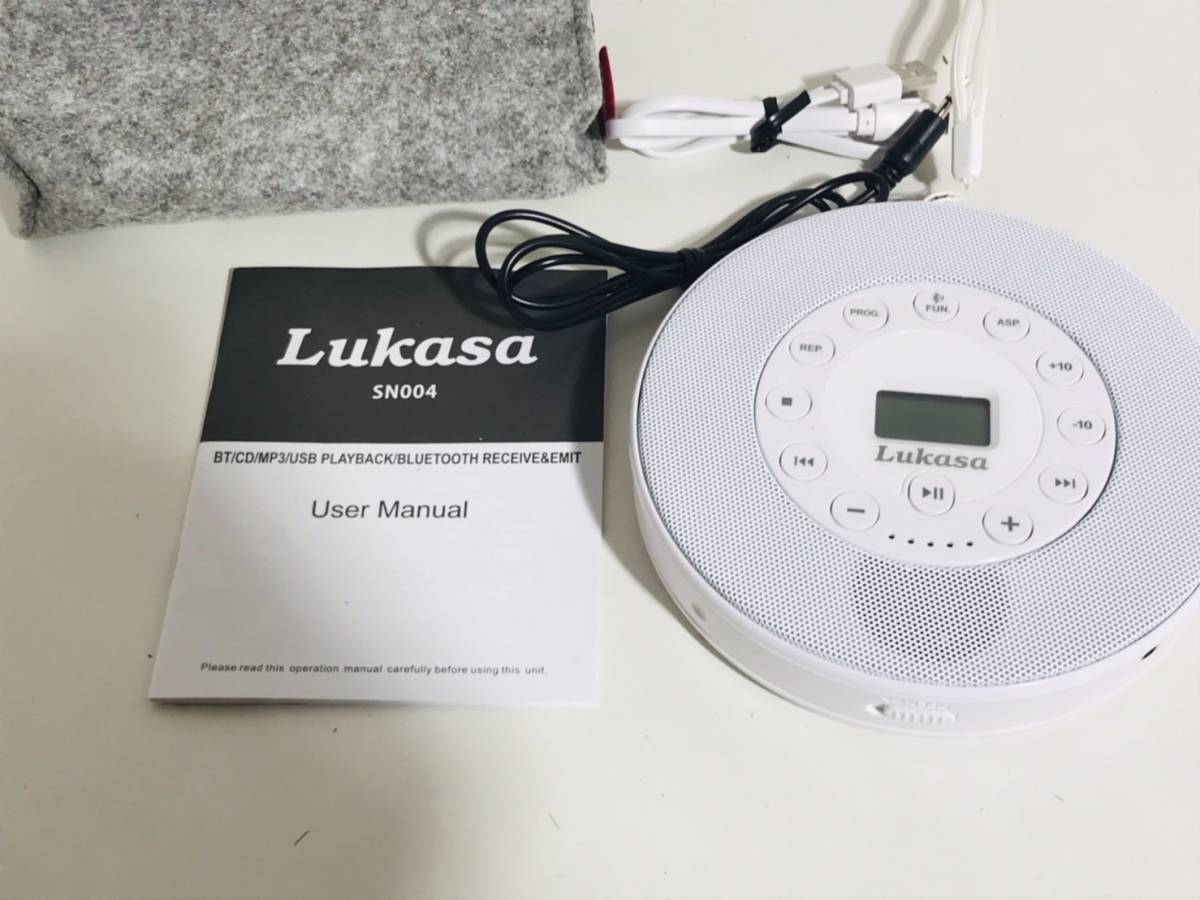 充電式ポータブルBluetoothCDプレーヤー Lukasa SN004 Portable Bluetooth Built-in Stereo Rechargeable CD/MP3 ...
