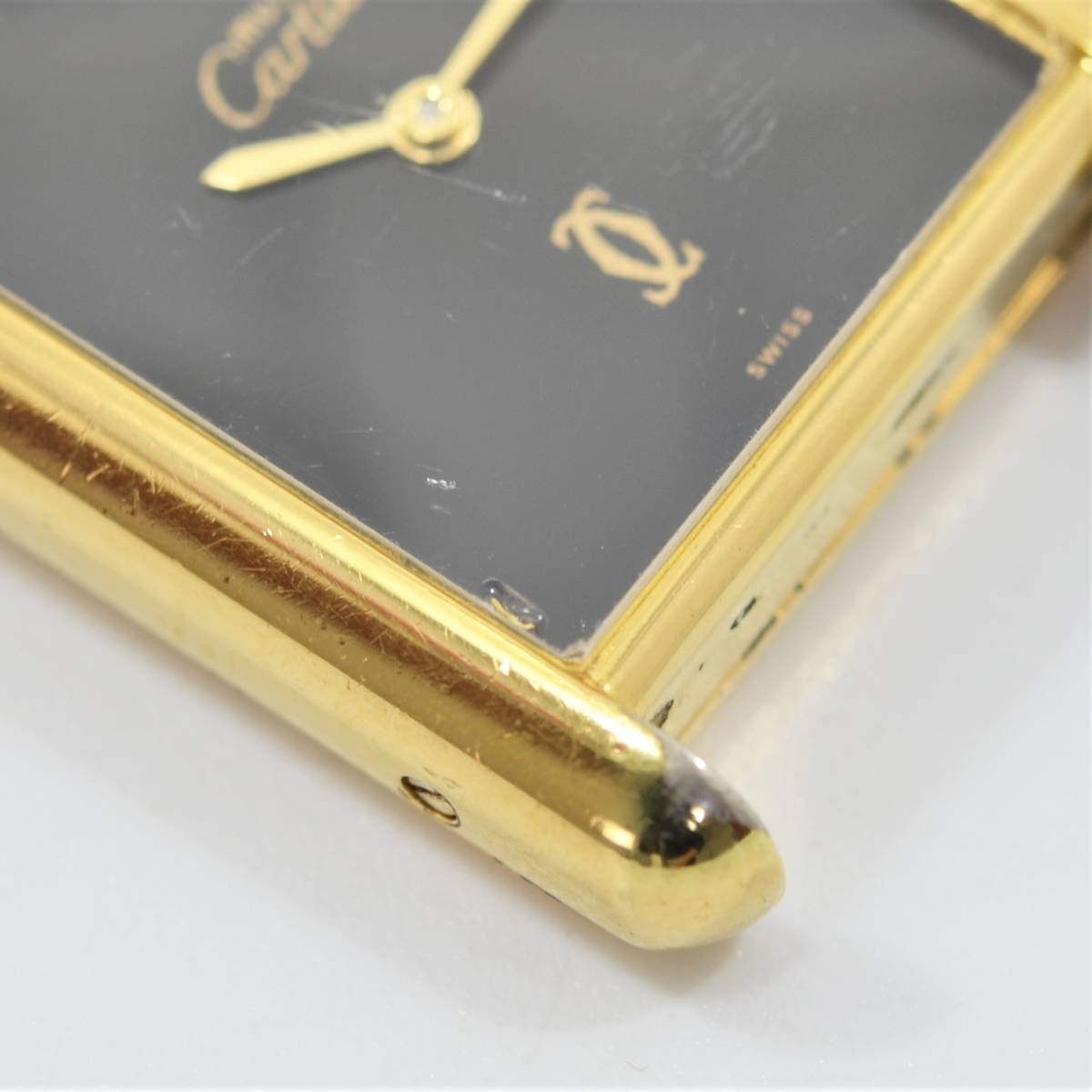 S 1円スタート Cartier カルティエ マストタンク アメリカン 725 G10M 手巻き ゴールド GP ブラック文字盤 稼働品 ...