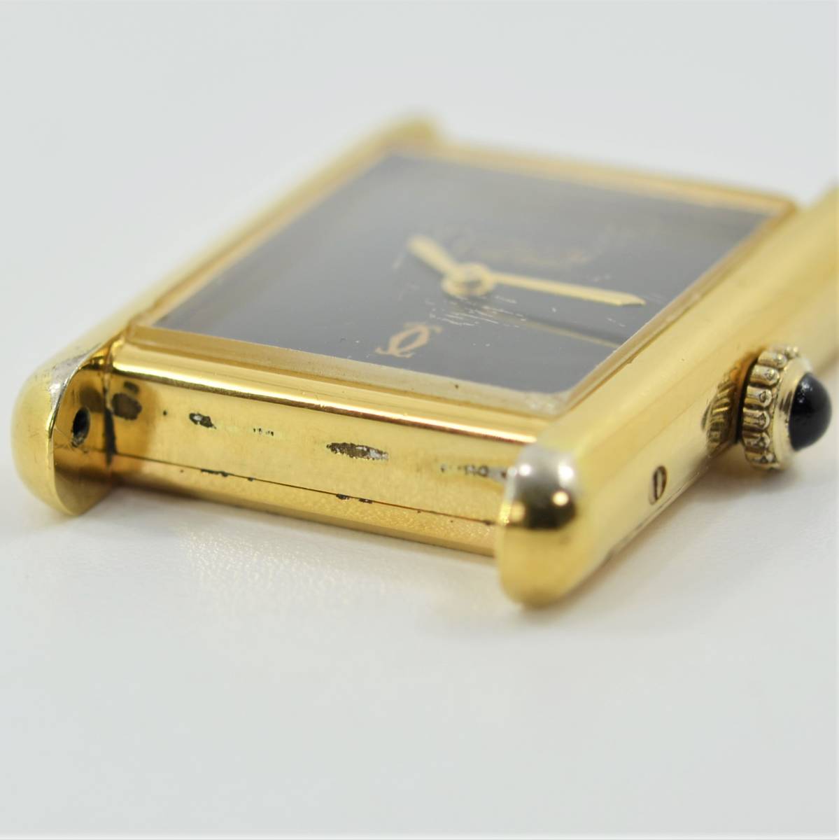 S 1円スタート Cartier カルティエ マストタンク アメリカン 725 G10M 手巻き ゴールド GP ブラック文字盤 稼働品 ...