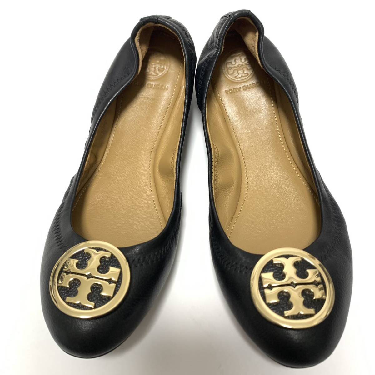 m300 TORYBURCH トリーバーチ バレエシューズ フラットシューズ ローファー パンプス ブラック ゴールドプレート 5 1/2 正規品(靴)｜売買されたオークション情報、yahoo ...