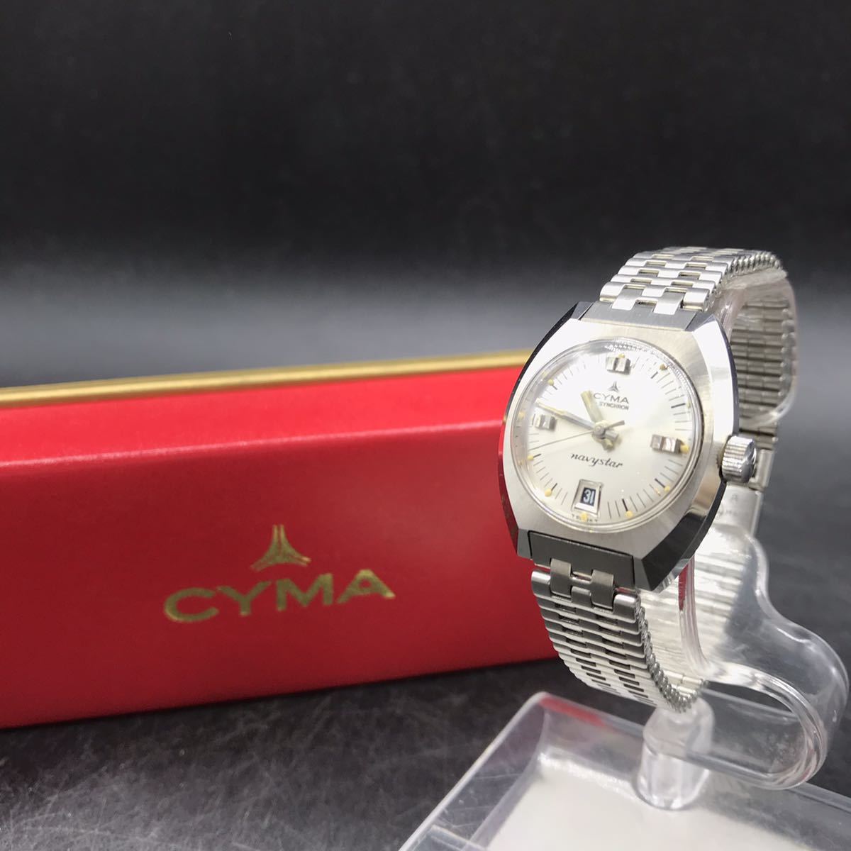 M7 稼働品 CYMA シーマ by SYNCHRON サイクロン navystar ネイビースター AUTOMATIC 自動巻 デイト レディース腕時計(シーマ)｜売買されたオークション情報 ...